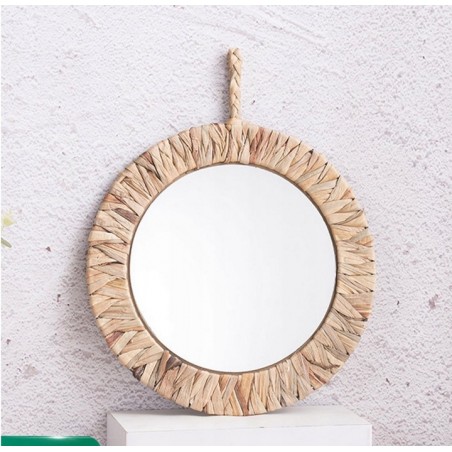 Lustro Okrągłe Ratanowe Boho Ścienne 35 cm - Sklep internetowy insperio.pl